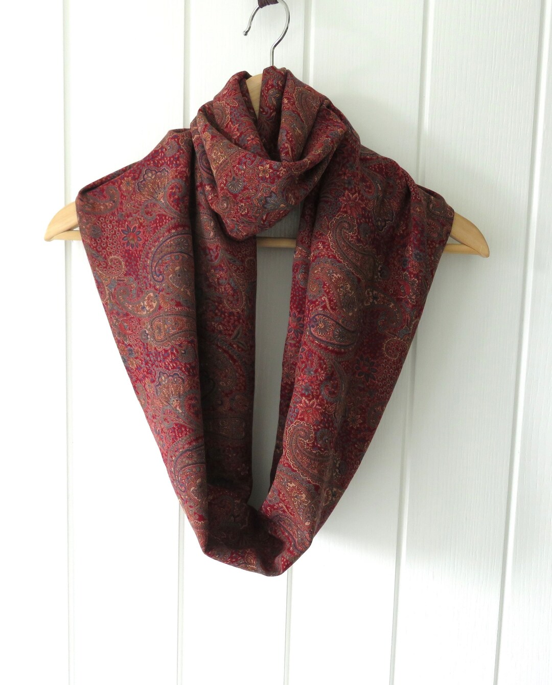 Red Paisley Print Cotton Infinity Scarf/designer Circle Loop - Etsy