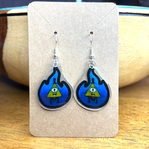 Bill Cipher Flame, Gravity Falls Earrings - Etsy