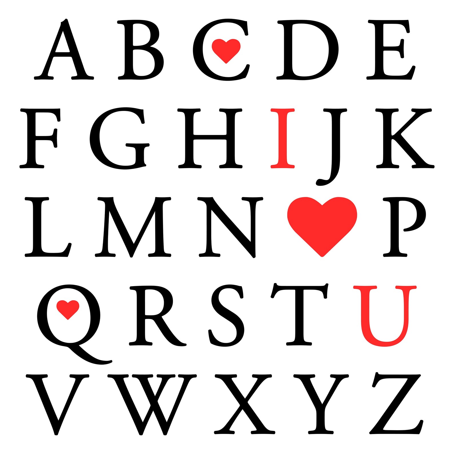 I Heart U Alphabet SVG PNG JPG Pdf Dxf Digital File Download - Etsy