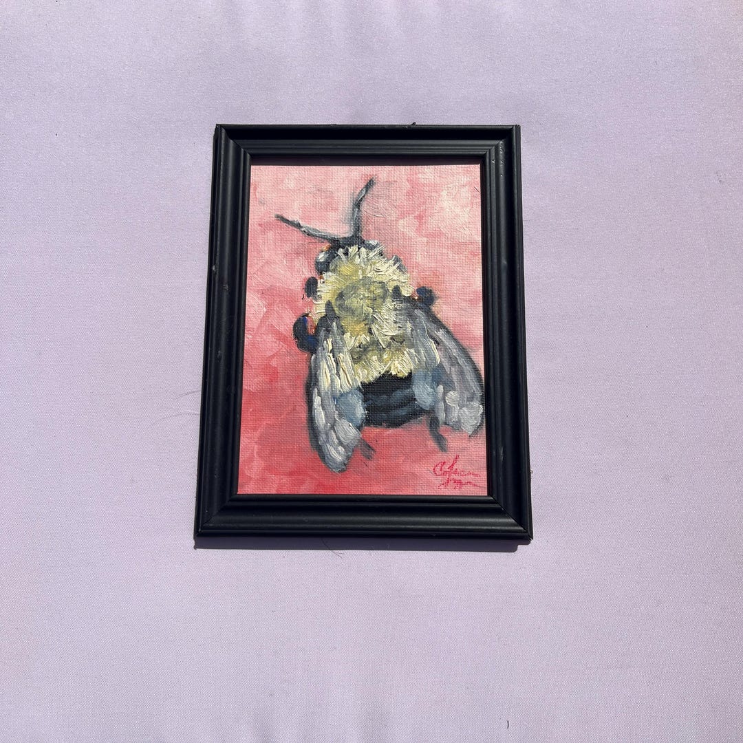 Fuzzy Bumble Bee Oil Painting 5x7 FRAMED - Etsy