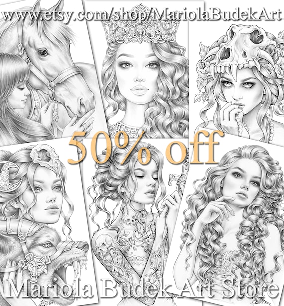 Coloring Pages Six pack of Premium Art VII 50% off | Etsy