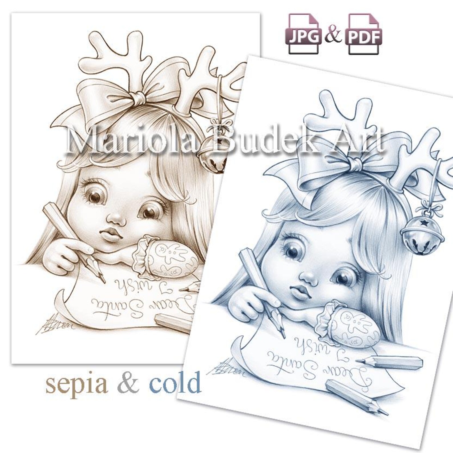 Dear Santa | Mariola Budek - Premium Coloring Page | Printable Adult ...