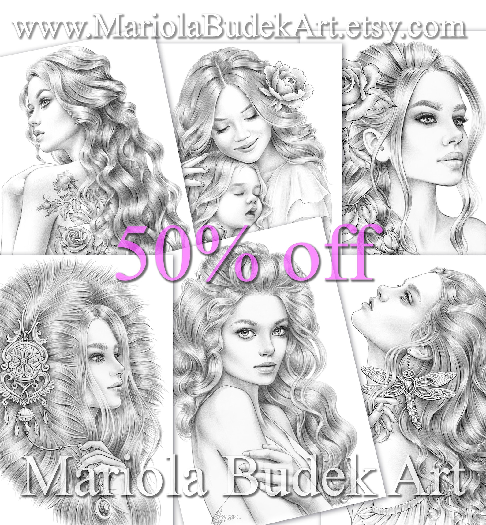 Coloring Pages Six Pack of Premium Art X 50% off Printable Adult ...