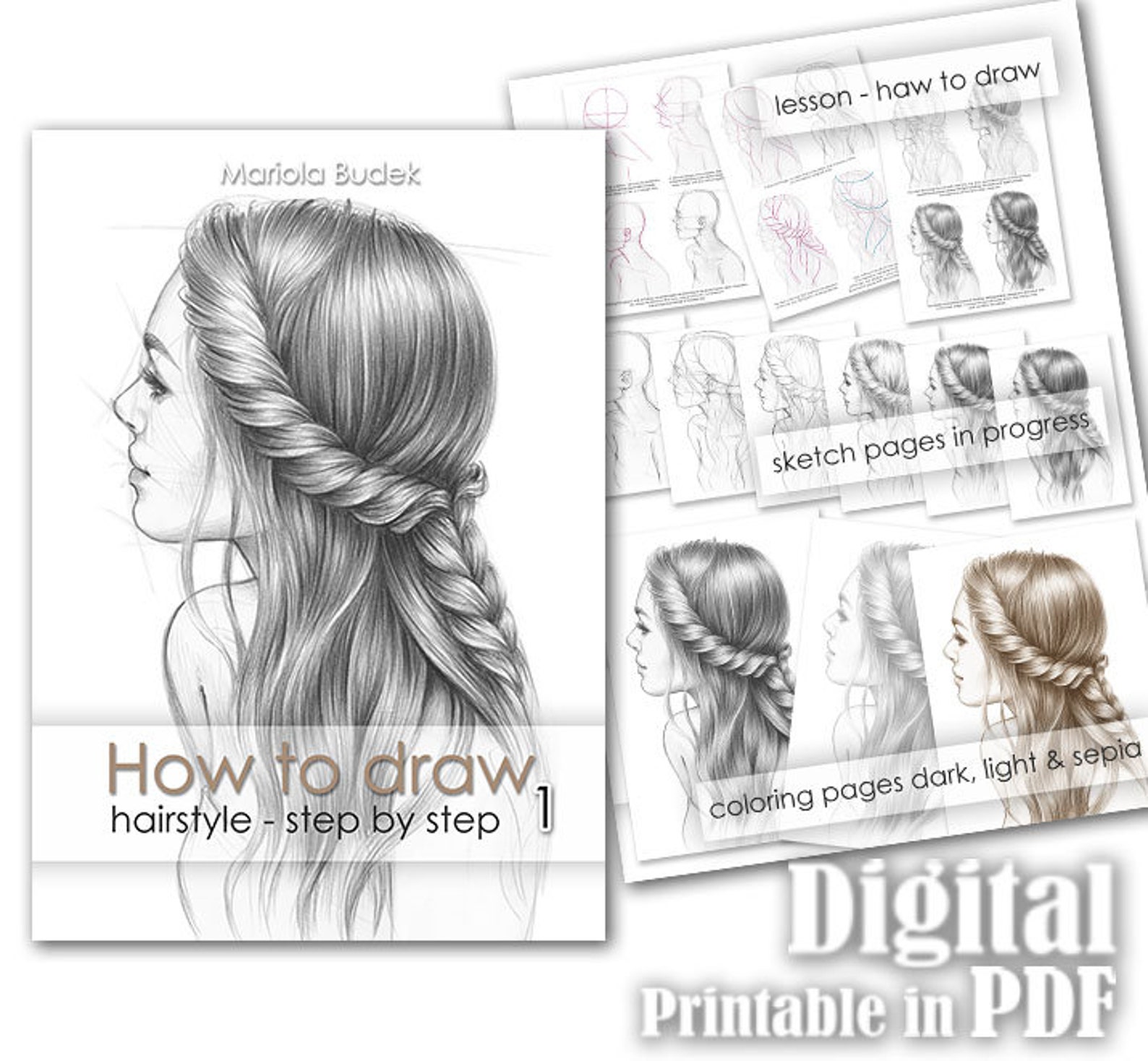 How to Draw Hairstyle 1 Mariola Budek Sketchbook Printable Adult ...