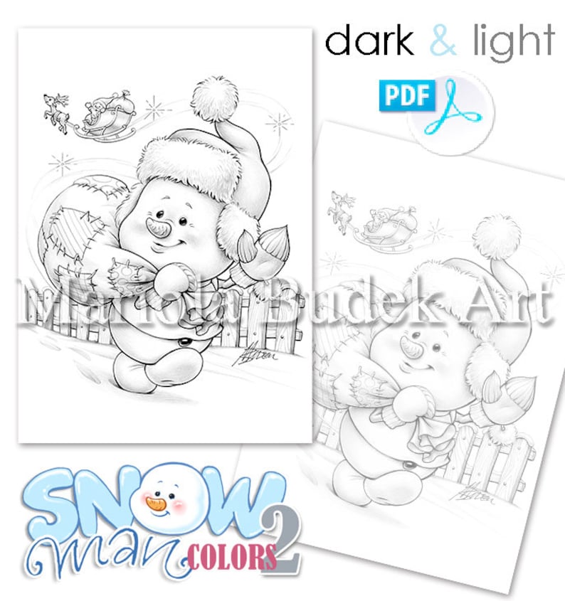 Snowman Colors 2 Mariola Budek Coloring Book Printable - Etsy