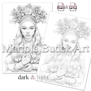Jagna | Mariola Budek - Premium Coloring Page | Printable Adult Women ...