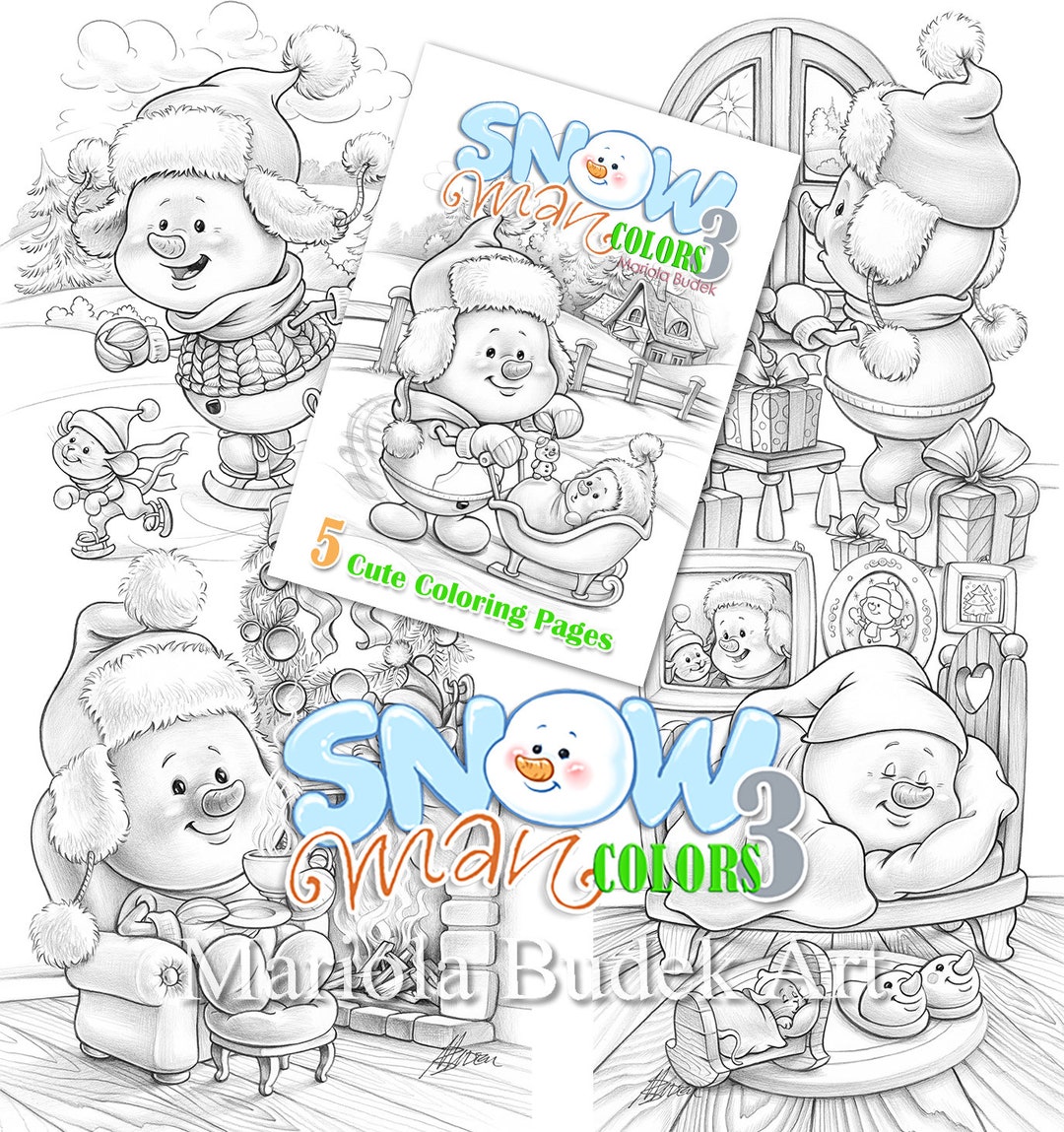 Snowman Colors 3 | Mariola Budek - Coloring Book | Printable Adult Kids ...