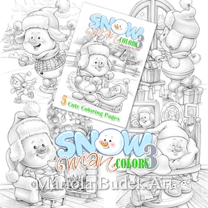 Snowman Colors 3 | Mariola Budek - Coloring Book | Printable Adult Kids ...