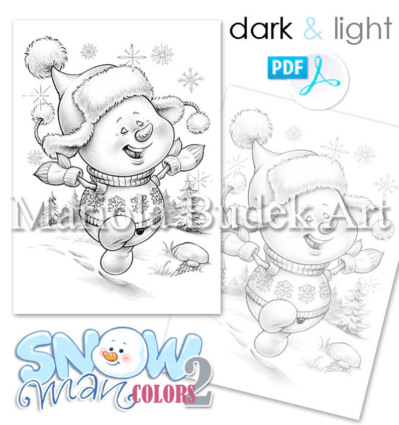 Snowman Colors 2 Mariola Budek Coloring Book Printable - Etsy