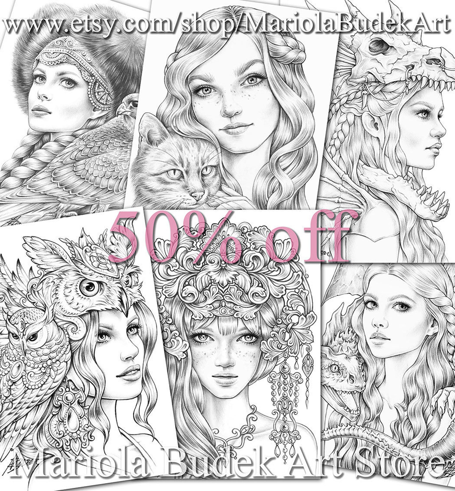 Coloring Pages Six Pack of Premium Art III 50% off | Etsy