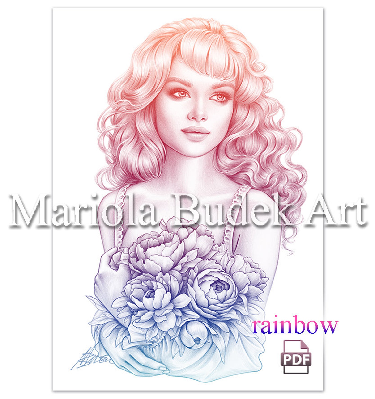 Morning Dew Mariola Budek Premium Coloring Page Printable Adult Women ...