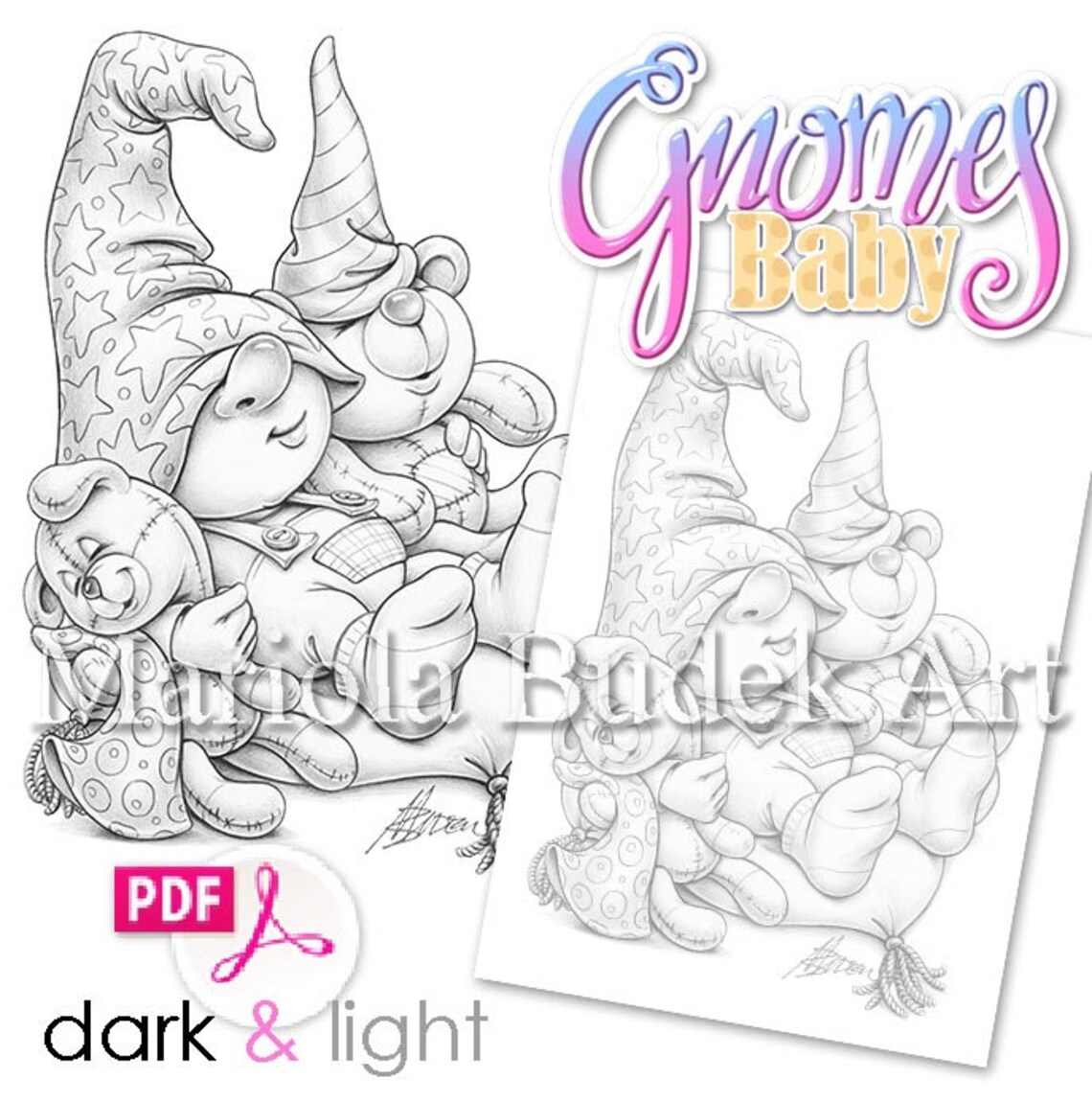 Baby Gnomes Mariola Budek Coloring Book Printable Adult - Etsy España