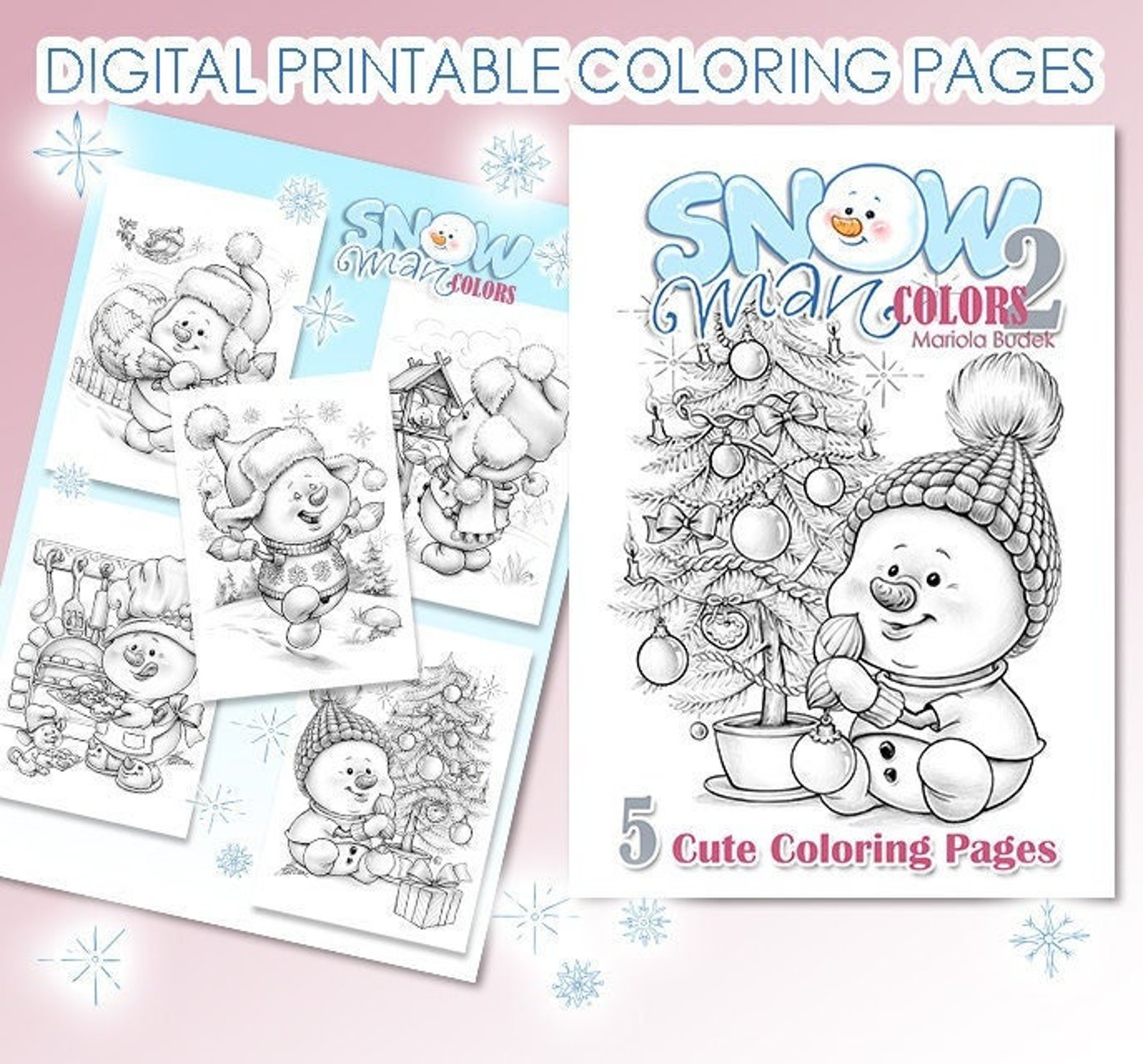 Snowman Colors 2 Mariola Budek Coloring Book Printable - Etsy