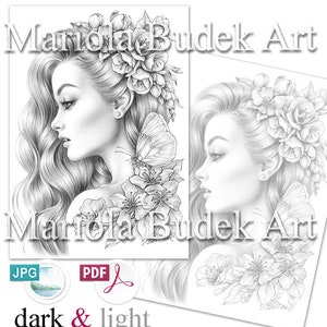 Maria | Mariola Budek - Premium Coloring Page | Printable Adult Women ...