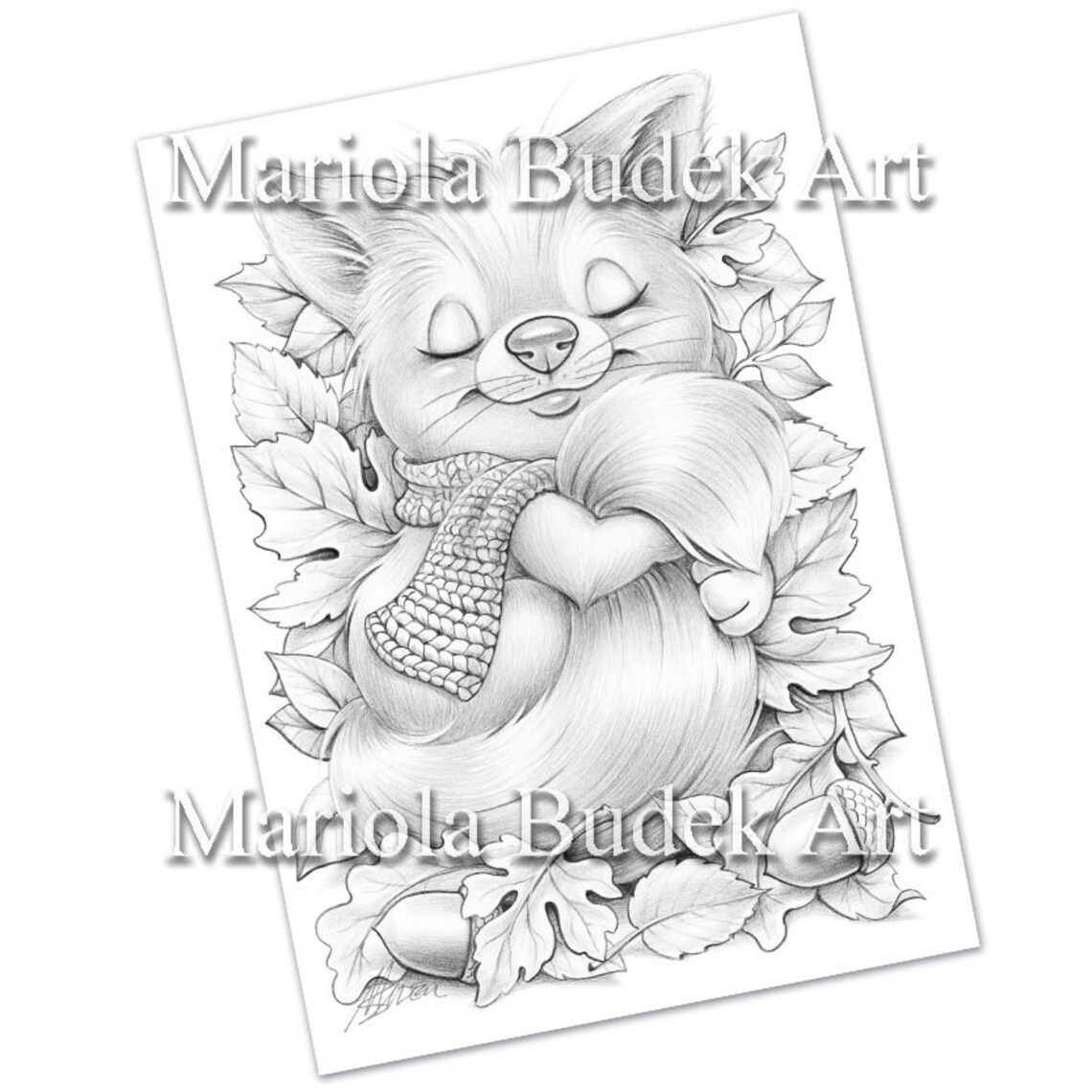 Foxy Cuddle | Mariola Budek - Coloring Page | Printable Adult Kids Cute ...