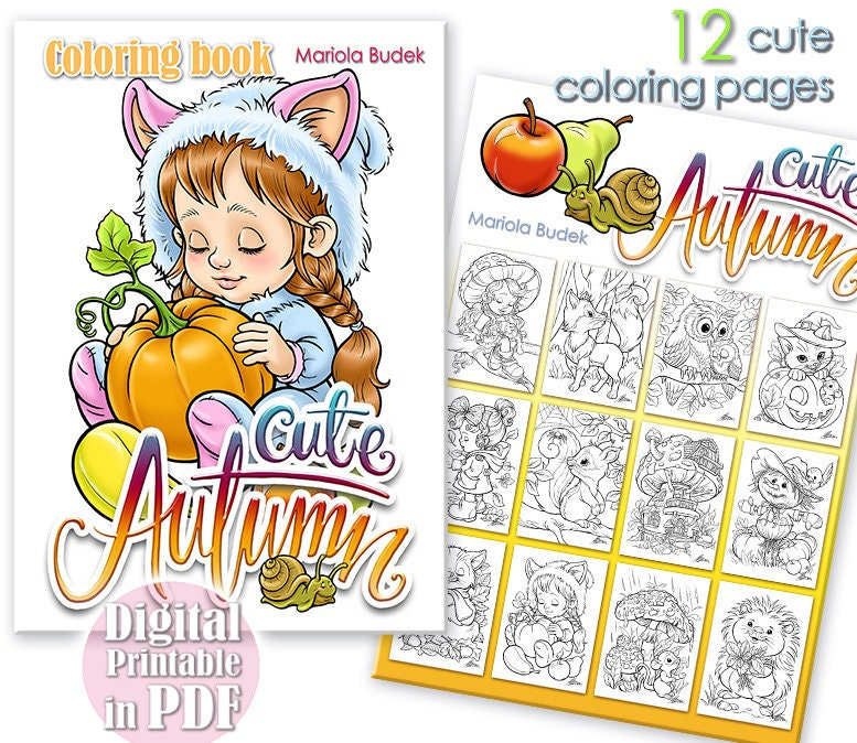 Cute Autumn | Mariola Budek - Coloring Book | Printable Adult Kids ...