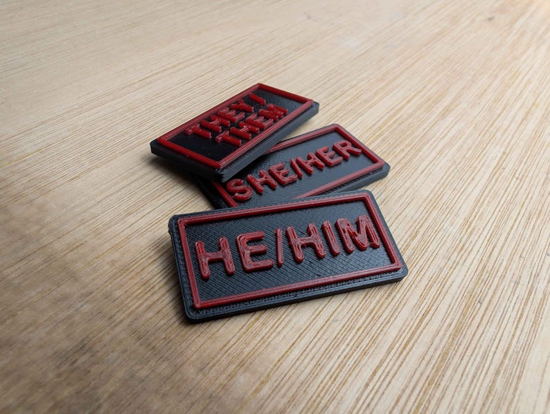 Custom 3D Printed Pronoun Pin With NFC Tag - Personalized LGBTQ+ Badge ...