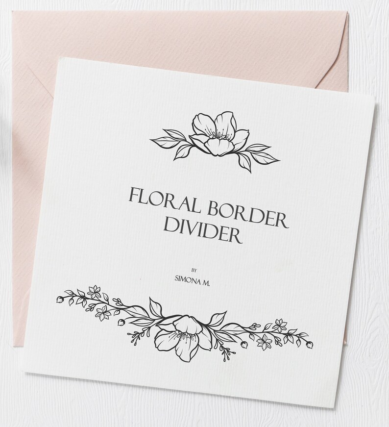 Flowers Floral Border Divider Hand Drawn LOGO Art/clipart/vector ...