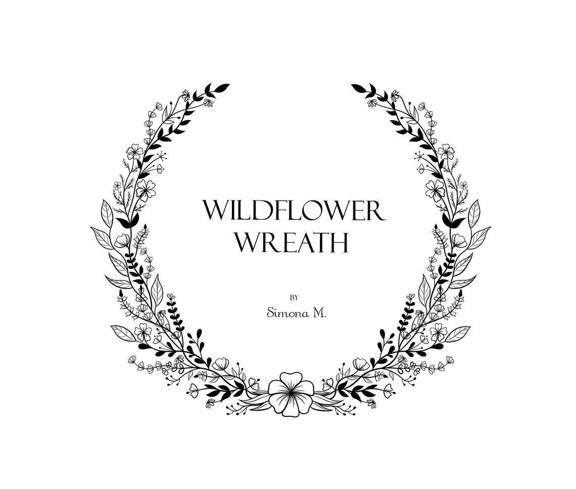 Wildflower Wreath Vine Hand Drawn LOGO Art/clipart/vector/svg - Etsy