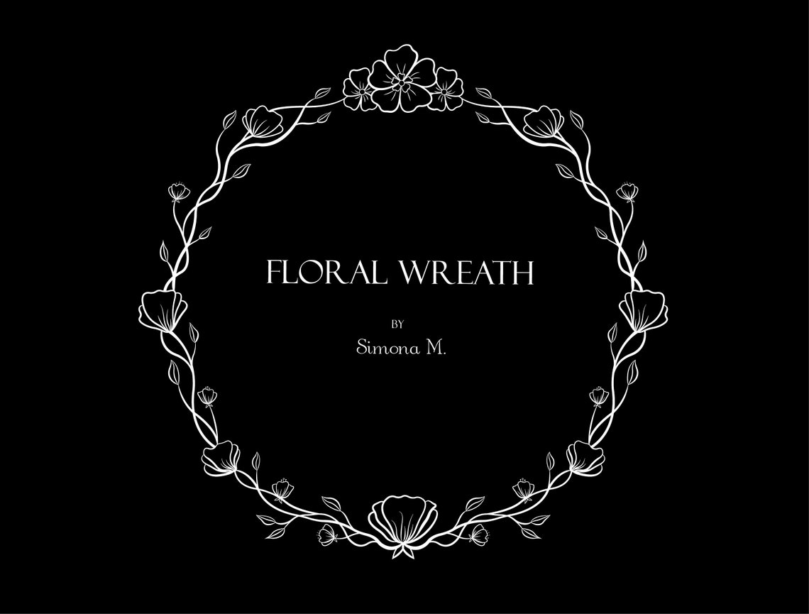 Wildflower Wreath Vine Hand Drawn LOGO Art/clipart/vector/svg - Etsy