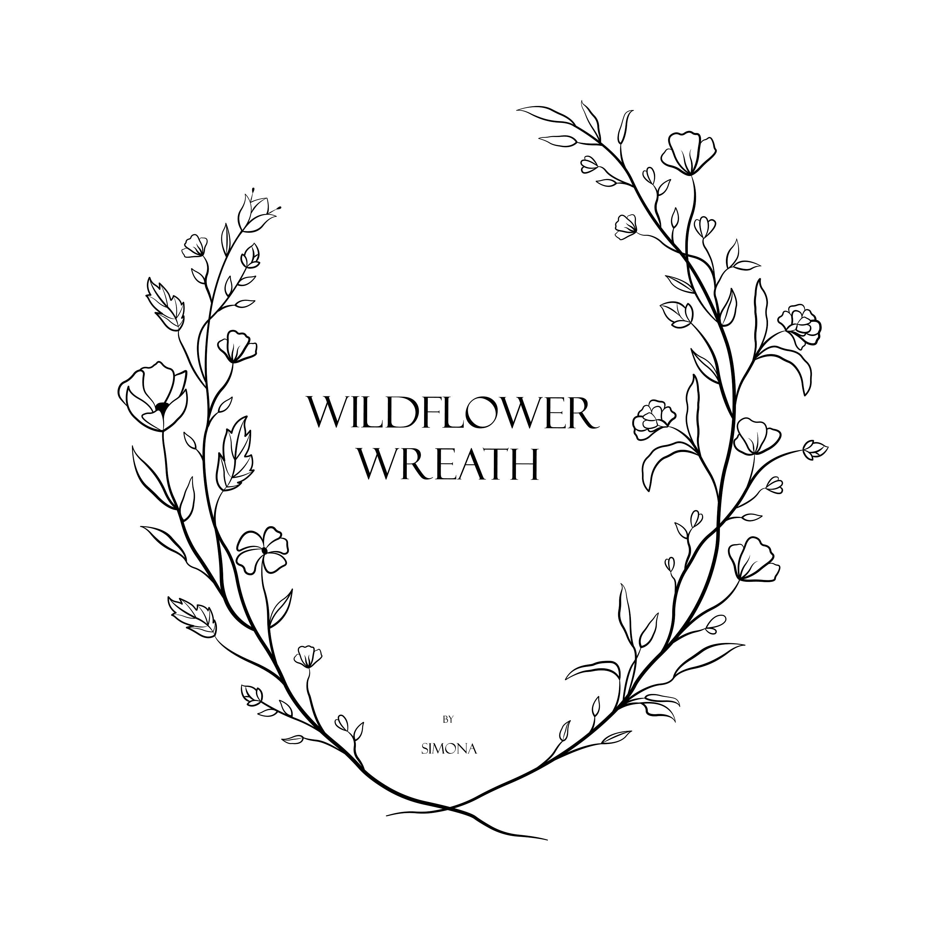 Wildflower Wreath Asymmetrical Hand Drawn LOGO Art/clipart/stencil ...