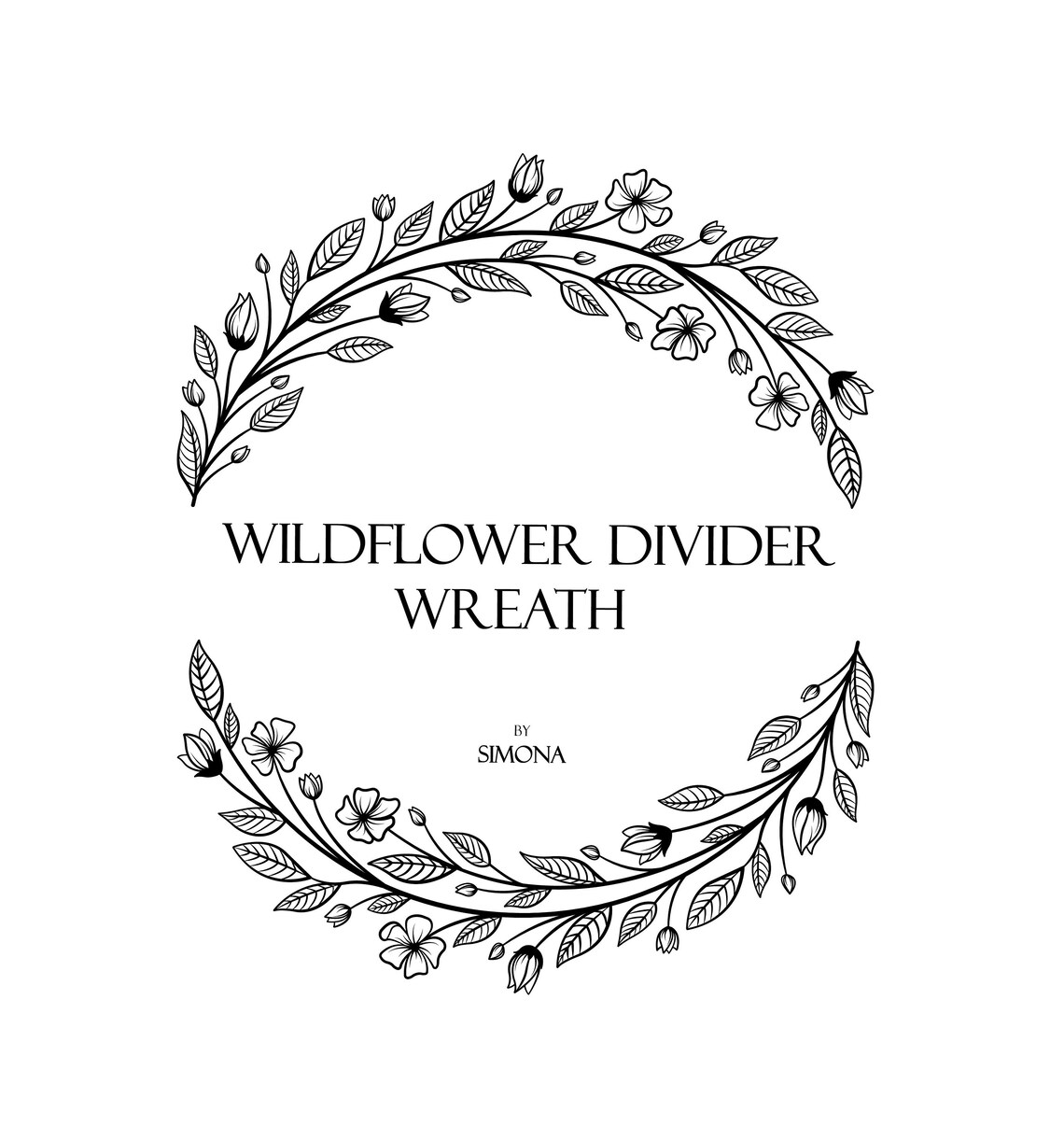 Wildflower Divider Wreath Hand Drawn LOGO Art/clipart/stencil/vector ...