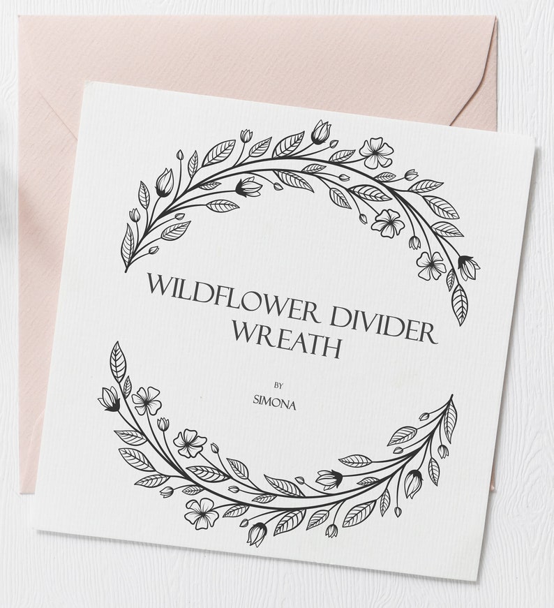 Wildflower Divider Wreath Hand Drawn LOGO Art/clipart/stencil/vector ...