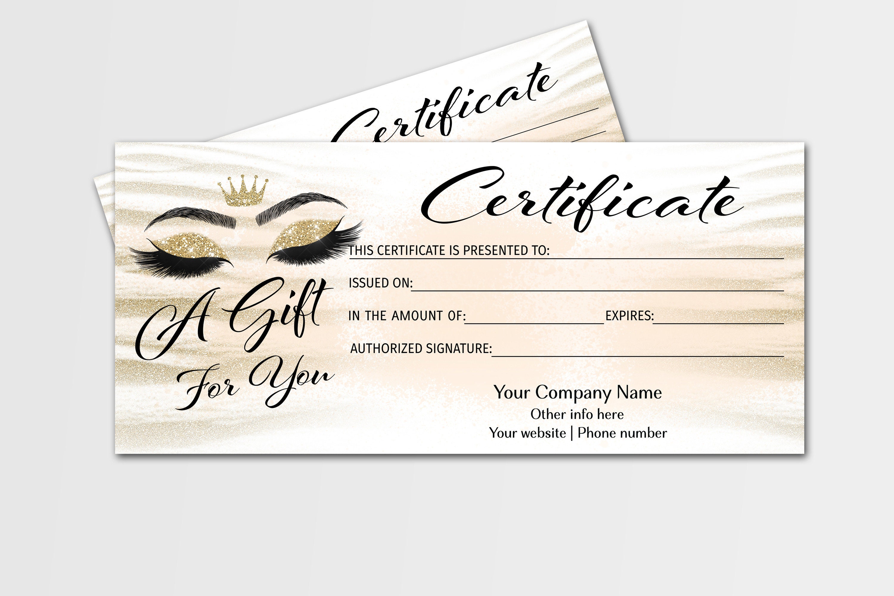 Lashes Gift Certificate Template Printable Gift Certificate Etsy
