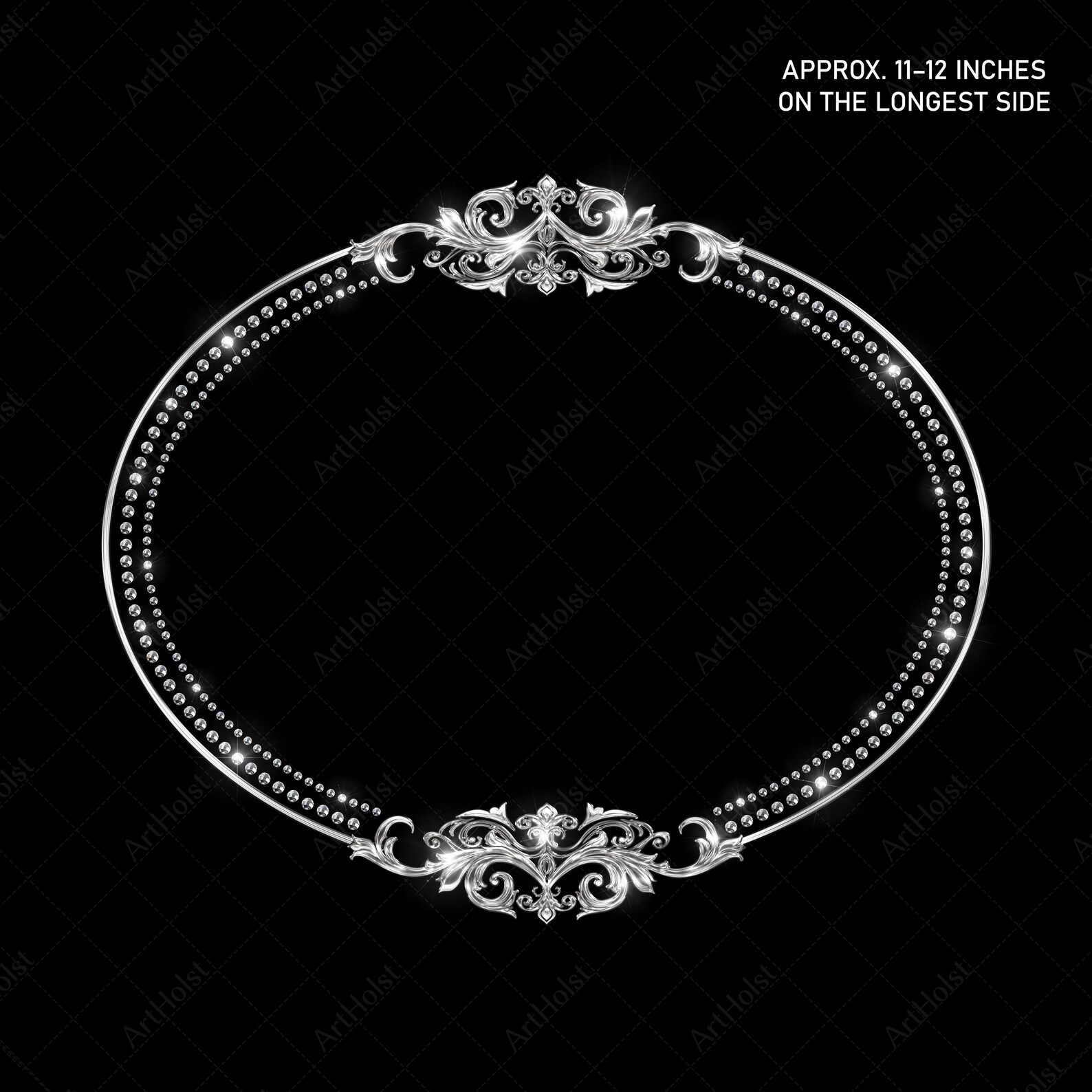 Silver Crystal Frames Clipart, Rhinestone Borders Overlay PNG, Digital ...