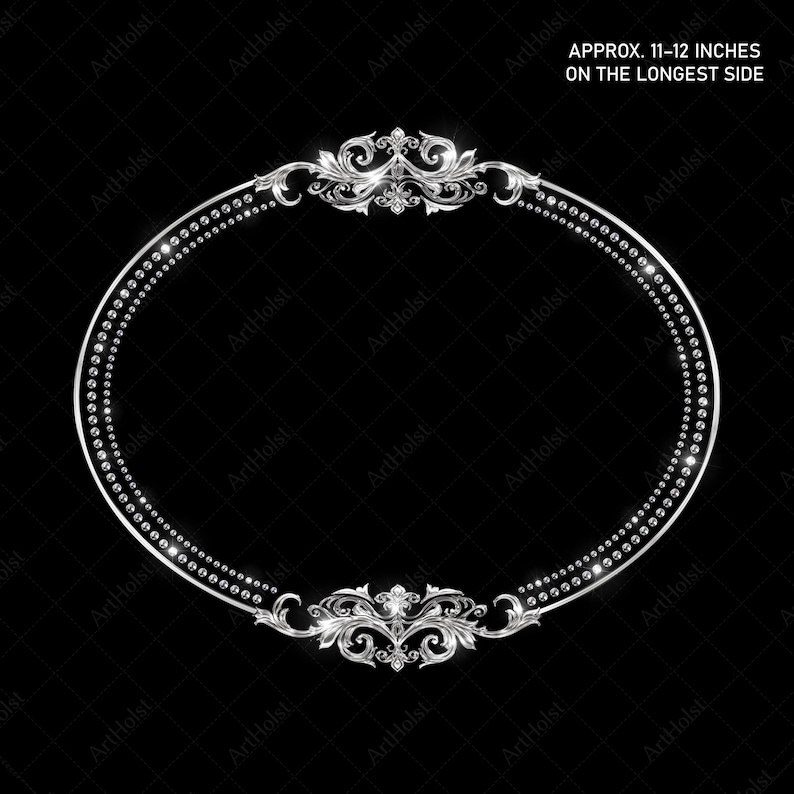 Silver Crystal Frames Clipart, Rhinestone Borders Overlay PNG, Digital ...