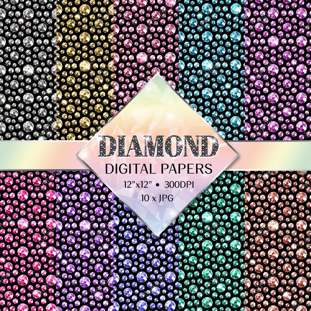Rhinestone Digital Paper: Seamless Diamond Textures (digital Download ...