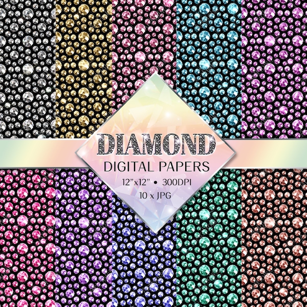 Rhinestone Diamond Digital Paper - Etsy