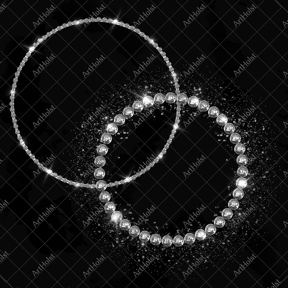 Rhinestone Silver Frames Clipart: Diamond Borders Overlay (PNG Digital ...