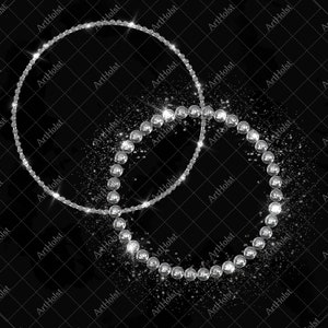 Rhinestone Silver Frames Clipart: Diamond Borders Overlay (PNG Digital ...