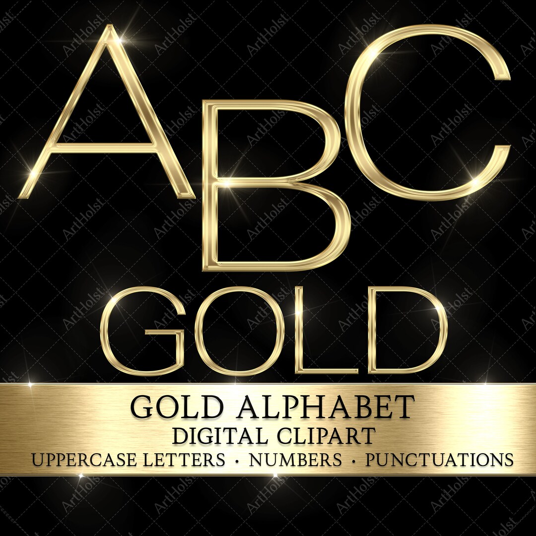 Gold Chrome Alphabet, Alphabet PNG, Metallic Gold Letters, Wedding ...