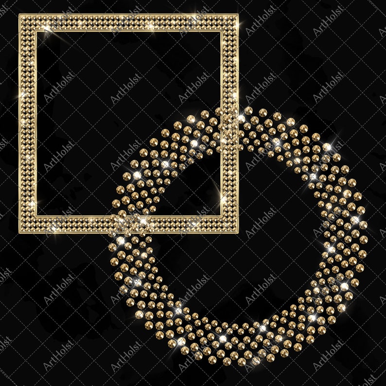 Gold Diamond Frames Clipart: Wedding & Birthday Graphics (PNG Digital ...