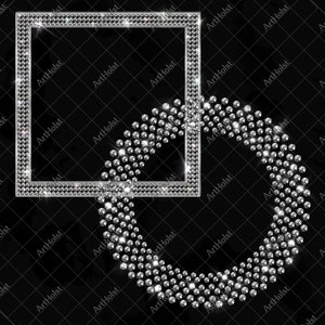 Rhinestone Silver Frames Clipart: Diamond Borders Overlay (PNG Digital ...