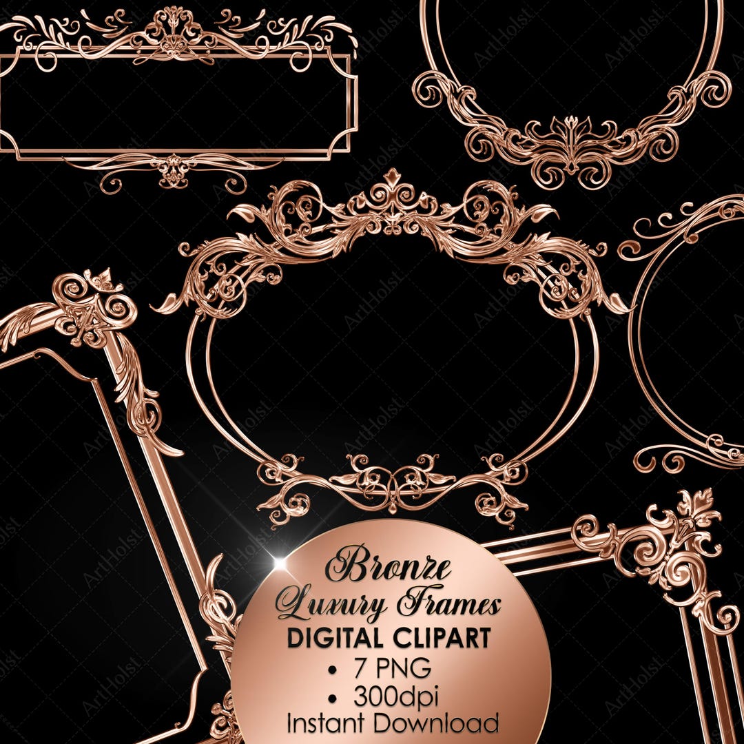 Bronze Metal Frames Clipart | Decorative Borders for Invitations ...