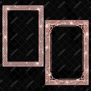 Rose Gold Diamond Frame Clipart: Wedding Christmas Graphics (PNG ...