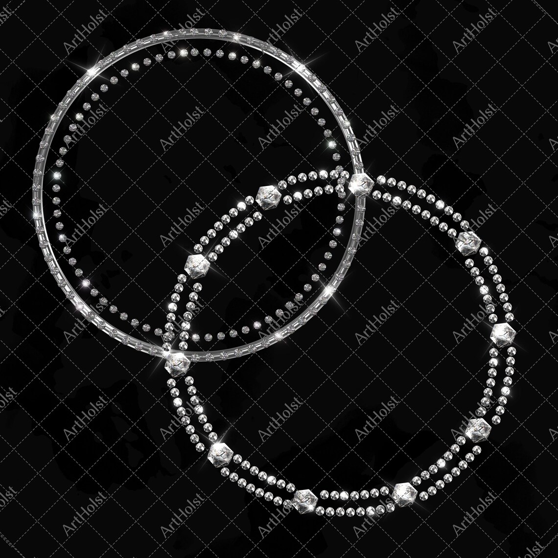 Rhinestone Silver Frames Clipart: Diamond Borders Overlay (PNG Digital ...