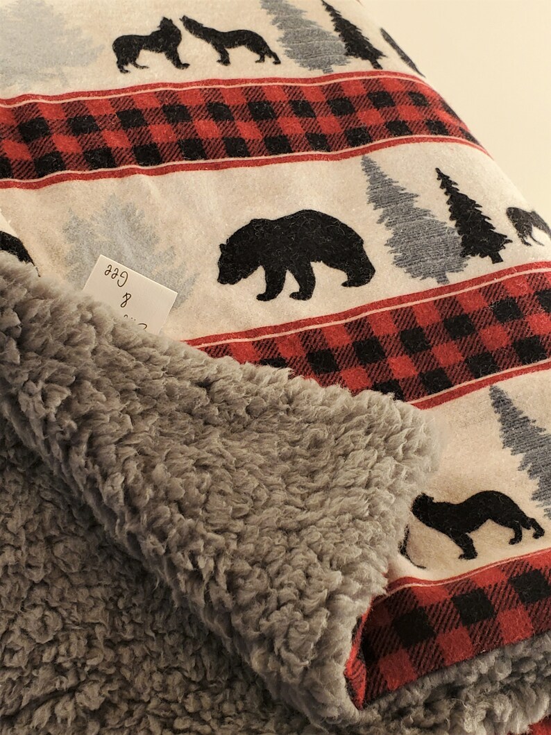 Pet Blanket, Dog Blanket, Buffalo Plaid, Wolves, Red, Black, Gray ...