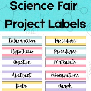 Printable Science Fair Project Labels Science Experiment Labels Science ...