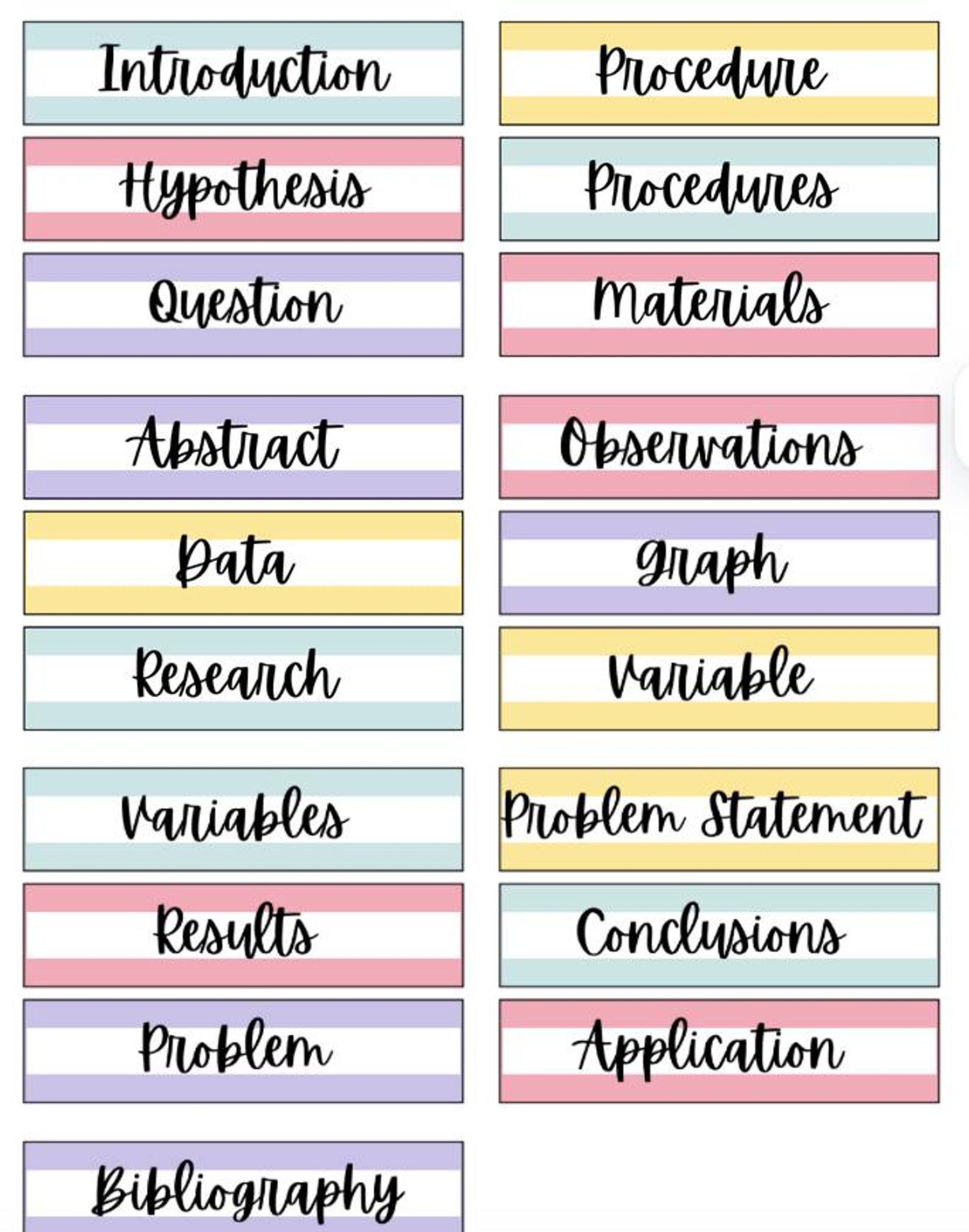 Printable Science Fair Project Labels Science Experiment Labels Science ...
