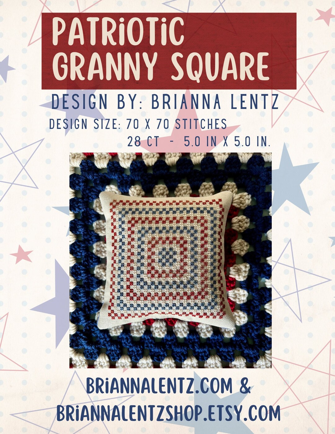 Patriotic Granny Square Cross Stitch Design Pattern - Etsy
