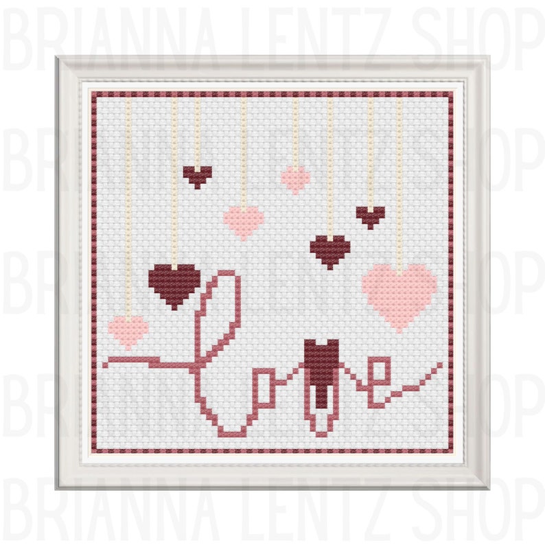 Love and Hearts Cross Stitch Design Pattern - Etsy