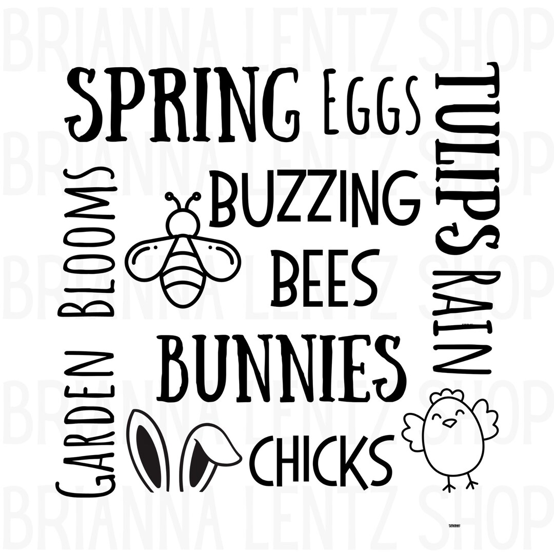 Spring Words and Eastersvg, PNG, PDF Download File, Spring Words and ...