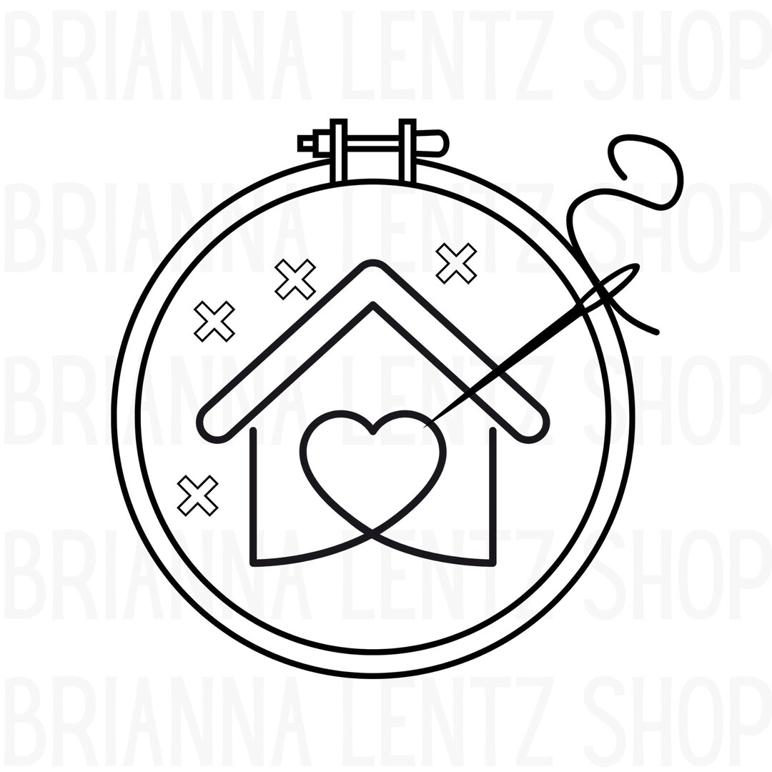 Cross Stitch Hoop and Heart Thread SVG, PNG, PDF Download File, Cross ...