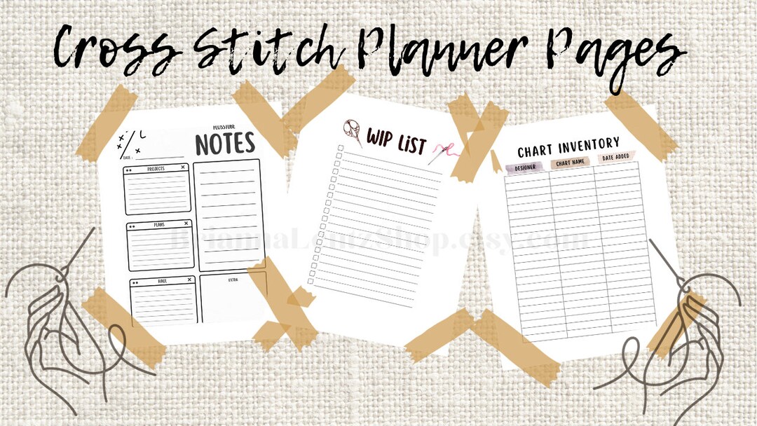 Cross Stitch Planner WIP List, Cross Stitch Inventory List, and ...