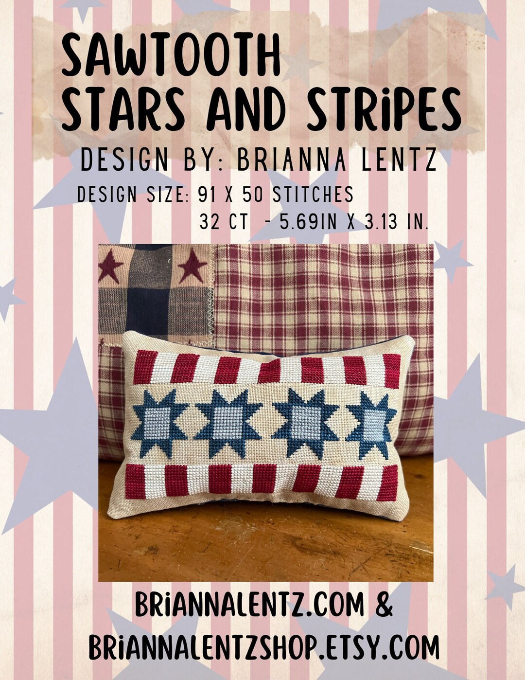 Sawtooth Stars and Stripes Cross Stitch Design Pattern - Etsy
