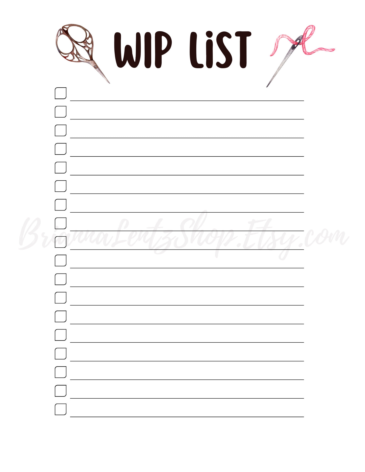 Cross Stitch Planner WIP List, Cross Stitch Inventory List, and ...